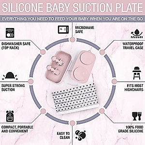 KATORI KIDS Suction Plate for Baby To Go | 5pc Travel Silicone Baby Plate Feeding Set with Travel Bag | Toddler Plate | Baby Travel Essential | Baby Bowl | Platos para Bebes