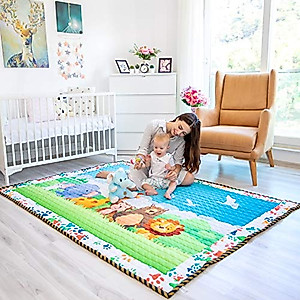 Moiré Baby 3D Paper Craft Animal Learning Baby Play Mat Extra Large 76 in. x 58 Padded ABC Crawling Carpet for Babies (3D Paper Craft Animal)