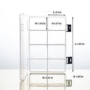 3Pcs Large Transparent Plastic Storage Box with Adjustable Dividers 8 Grids Clear Rectangular Organizer Container for Jewelry Beads Earring Fishing Hook Small Accessories