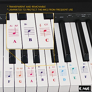 QMG Piano Keyboard Stickers for 88/76/61/54/49/37 Key Large Letter Piano Stickers for Learning, Removable Piano Keyboard Letters, Notes Label for Beginners and Kids, Made in USA