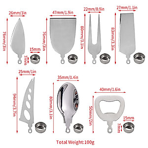 RESIN GO 7PCs Safety Stainless Steel Tableware Set Accessories(Fork, Knife, Cutlery Shovel, Spatula, Serrated Knife, Bottle Opener, Spoon) for Modern Cutlery Handles Epoxy Resin Silicone Mold