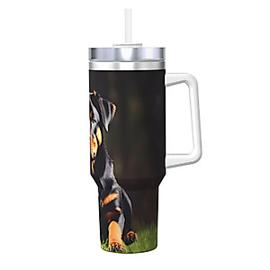 VANTUT Rottweiler Wallpaper 40oz Ice Bully With Handle Portable For Hot Cold Drinks,Travel, Gym,Home,And Outdoor Activities