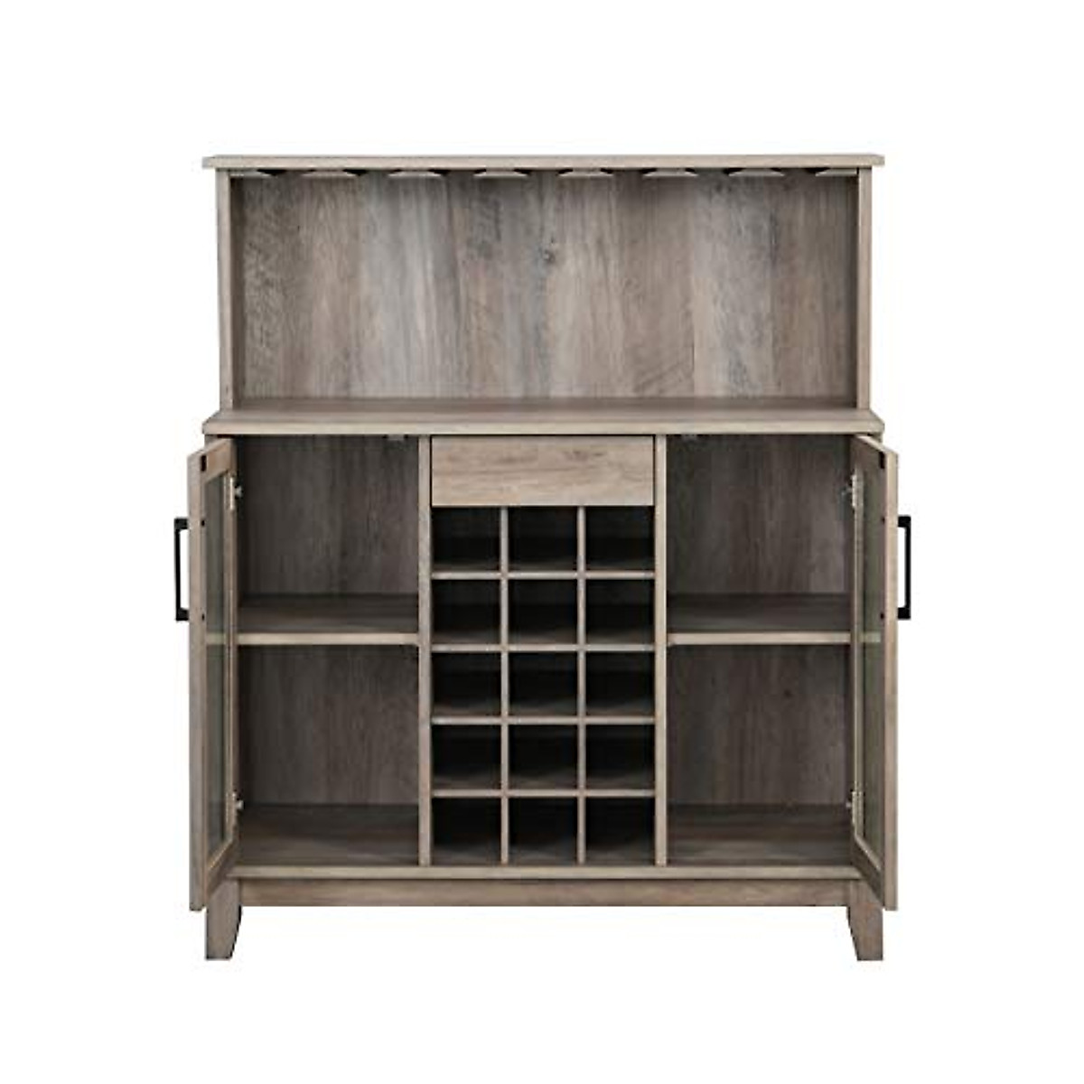 Home Source 44.5" Bar Cabinet with Wine Rack,Coffee Bar Table and Microwave Station Cabinet for Home,Sideboard Buffet Cabinet with Storage for Dining Room,Kitchen,Concrete (Grey wash)
