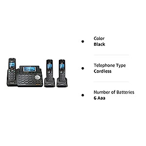 VTech DS6151-11 DECT 6.0 2-Line Expandable Cordless Phone + (2) DS6101-11 Accessory Handset, Black