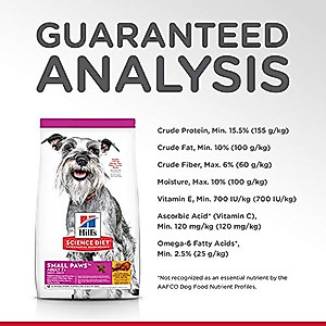 Hill's Science Diet Dry Dog Food, Adult 7+, Senior Dogs, Small Paws for Small Breeds, Chicken Meal, Barley & Brown Rice Recipe, 4.5 lb Bag