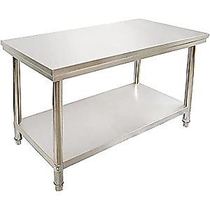 Commercial Kitchen Work Catering Table for Hotel, Kitchen Work Table Commercial Stainless Steel Worktable Work Bench with Adjustable Table Foot Scratch Resistent Rack (Size : 80x80x80cm)