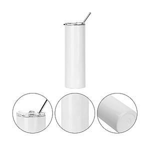 PYD Life Sublimation Blanks Tumbler Skinny 30 OZ Straight Stainless Steel Coffee Tumbler with Lid and Metal Straw for Tumbler Press Machine Heat Transfer (4, 30 OZ)