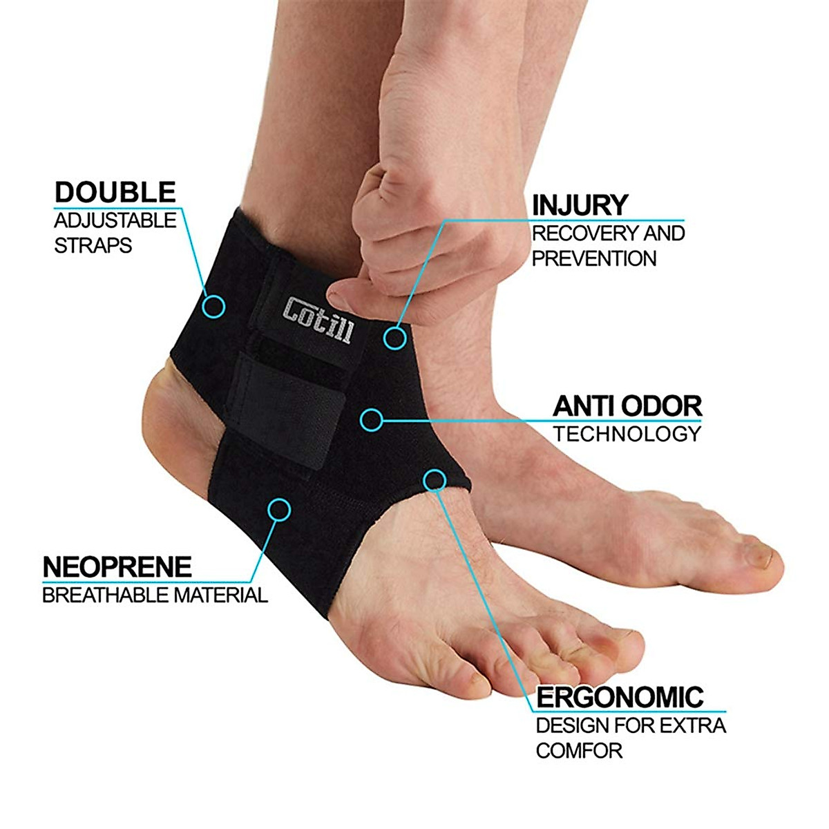 Ankle Support for Men and Women - Neoprene Breathable Adjustable Ankle Brace Sprain for Running, Basketball by Cotill (Small)