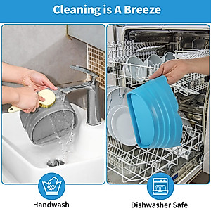 OUTXE Slow Cooker Divider Liner fit 6 QT Crockpot, Reusable & Leakproof Silicone Crockpot Divider, Dishwasher Safe Cooking Liner for 6 Quart Pot (Grey+Blue)