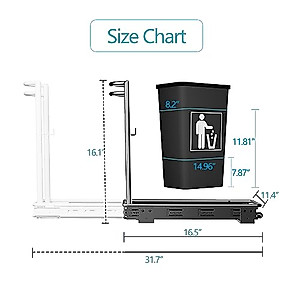 ANASTA Pull Out Trash Can Under Cabinet, in Cabinet Trash Can, Under Sink Counter Trash Can Pull Out, Requires 13" W X 18" D Cabinet Opening, Fits 7-10 Gallon 35QT Trash Can Not Included