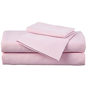 Amazon Basics Kid's Soft Easy-Wash Lightweight Microfiber 3 Piece Sheet Set, Twin, Light Pink, Solid