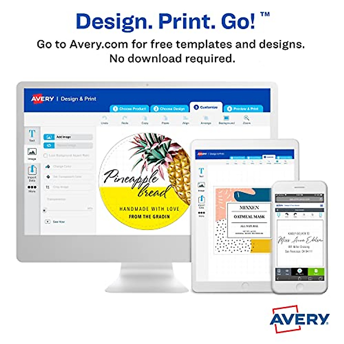 Avery Printable Blank Oval Labels, 1.5"x 2.5", White Dissolvable, 90 Customizable Labels (4223)