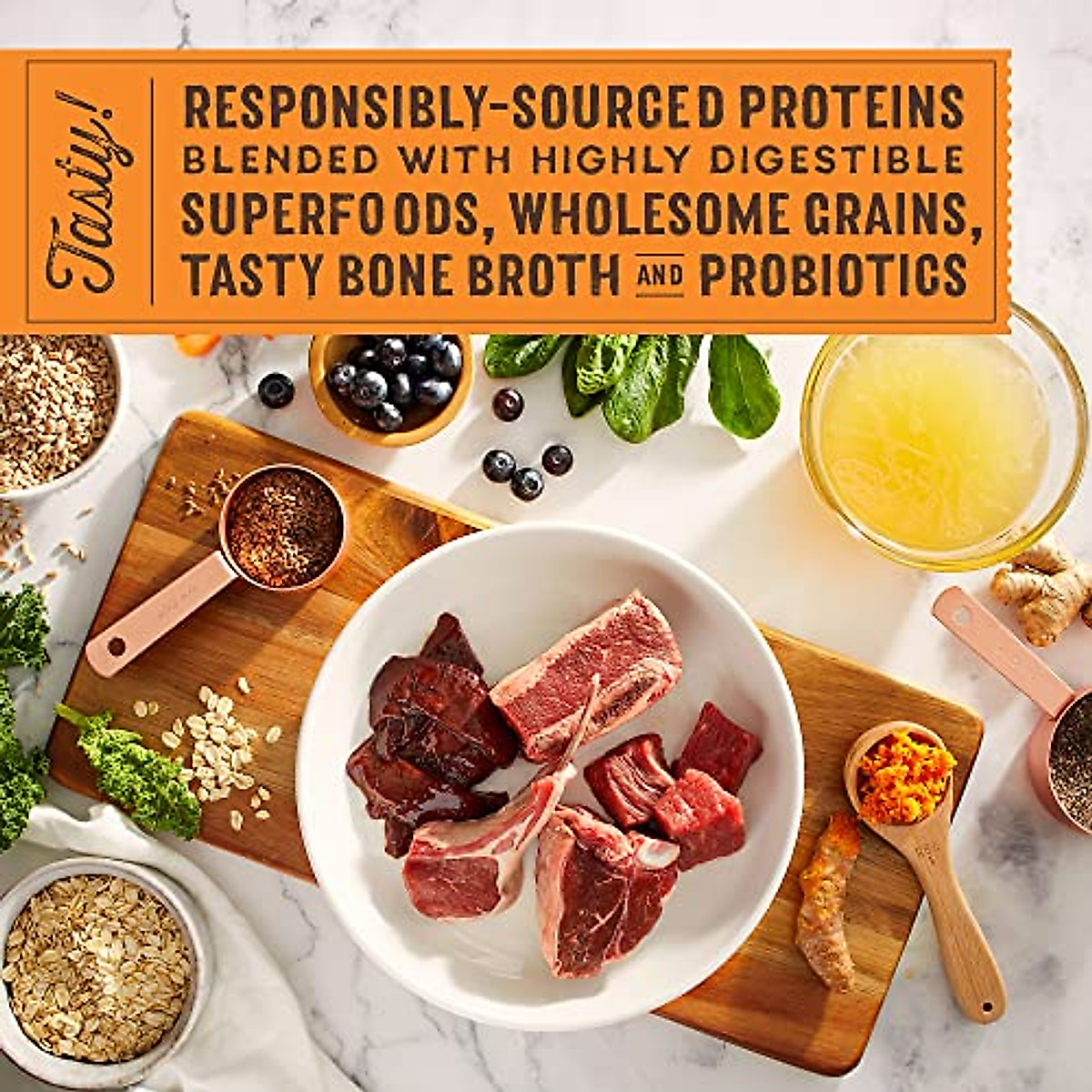 Stella & Chewy's SuperBlends Raw Coated Wholesome Grains Grass-Fed Beef, Beef Liver & Lamb Recipe with Superfoods, 3.5 lb. Bag