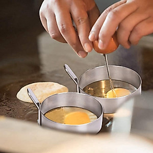 Kitchen Omelette Mould Pancake Shaper Egg Ring, Stainless Steel Egg Frying Mold with Handle(L 2PCS)