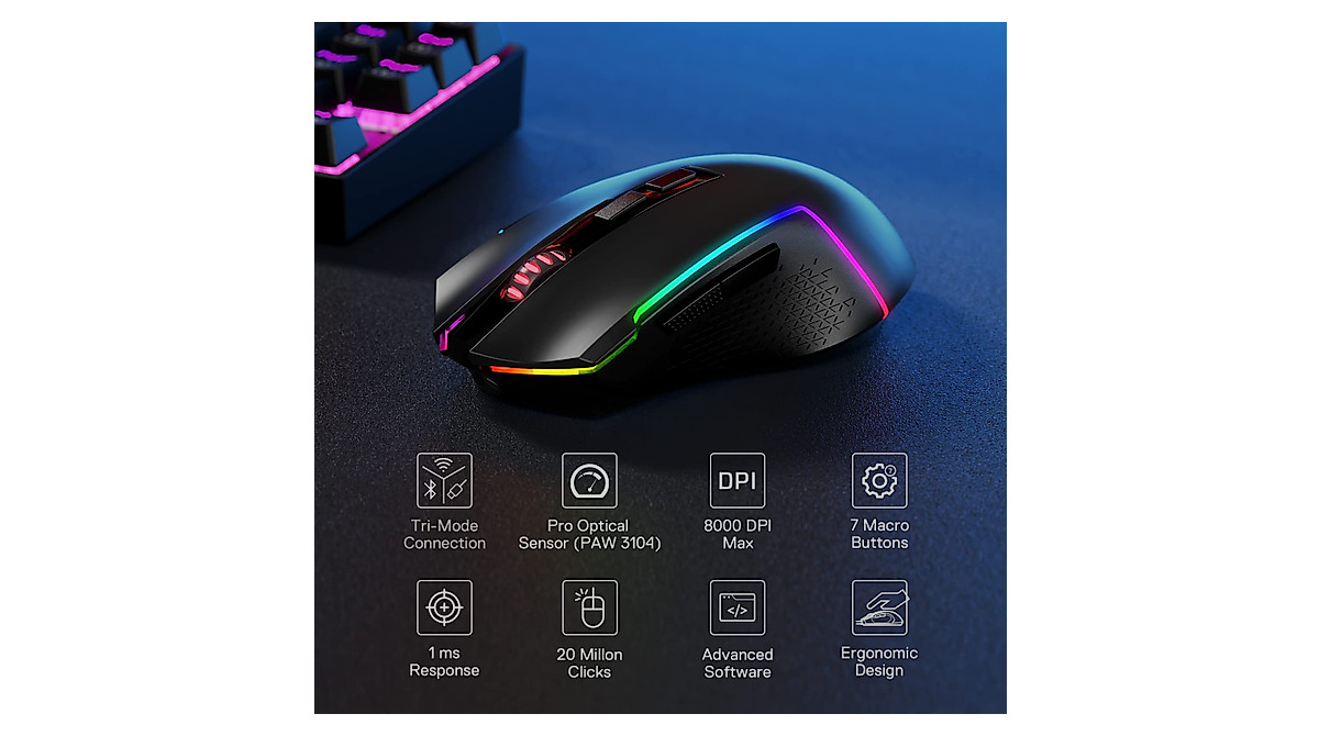 Redragon M693 Wireless Gaming Mouse | 8000 DPI Performance