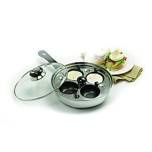Norpro 8.5 Inch Skillet Set with Removable 4 Egg Poacher, 8 IN, as shown