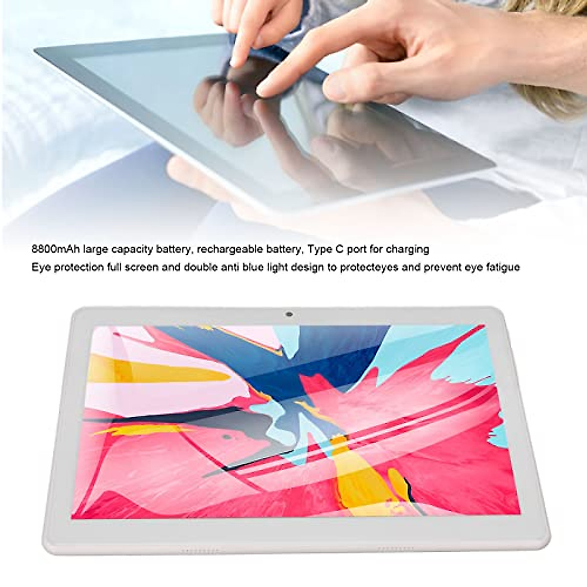 Garsentx Tablet for Portable Entertainment, 10.1in Tablet, 6GB RAM 128GB, 1080p HD IPS Display, Deca Cores Processor, 2.4G 5G WiFi, Android 10.0, 8800mAh,WiFi, Calling Tablet, Rose(US)