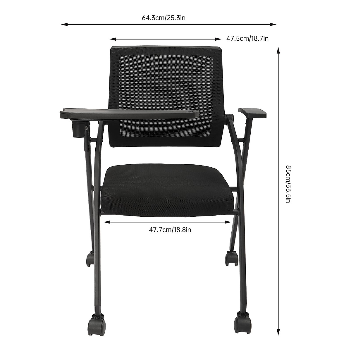 WUPYI Conference Room Chairs with Table, Stackable Foldable Ergonomic Reception Office Chair with Lumbar Support, Armrest,Mesh Bouncing Back and Wheels,for Guest,Meetings,Waiting Room