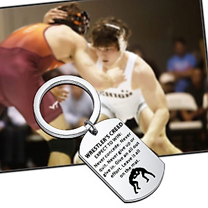 Wrestler Wrestling Keychain Wrestler's Creed Never Concede Never Quit Dog Tag Keychain (WRESTLER'S CREED Wallet)