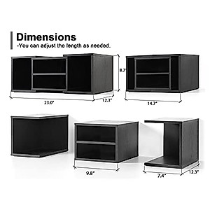 GICLAIN Printer Stand with 2 Tier Storage Shelves, Adjustable Desktop Printer Shelf with 4 Compartments, Paper and File Storage Rack, Multi-Purpose Desk Organizers for Home and Office, Black