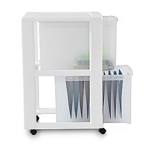 Sterilite Ultra 2 Drawer Filing Storage Cart, Plastic Rolling Cart with Wheels to Organize Desk, Office, White with Textured Clear Drawers, 4-Pack