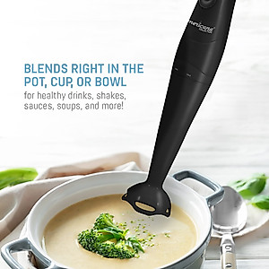 Elite Gourmet EHB2425B Electric Immersion, Mixer, Chopper, 1-Touch Control Hand Blender, 150 Watts, Black
