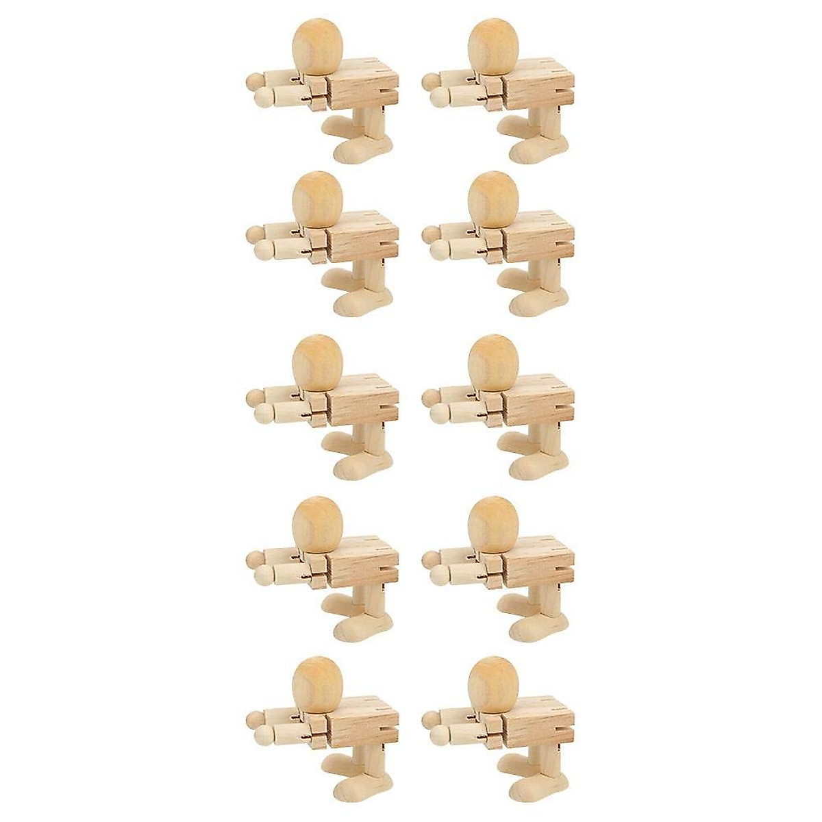 Wooden Robot, 10PCS Unfinished Wooden Robot Adjustable Figures Nature Bodies Joint Wooden Puzzle Building Craft Kit Wood People Shapes Figures for DIY Painting Arts Crafts (4.3x2.6x1.6in)