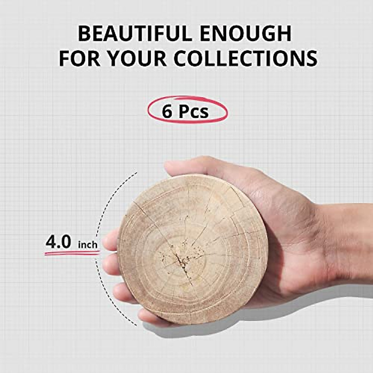 LIFVER Coasters for Drinks with Cork Base, Ceramic Stone Coasters for Coffee Table, Housewarming Gift for Friends - Men, Women Birthday, Home Decor, Timber Texture Pattern, 4 Inches, 6 Pcs