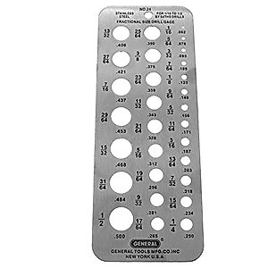 Magic&shell Drill Gauge Stainless Steel Drill Bit Size Checker Plate Measuring Tool for 1/16Inch to 1/2Inch Size Bits 29 Holes