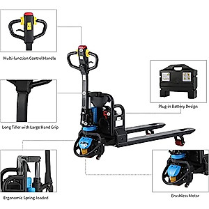 Xilin Electric Pallet Jack Truck with Lithium Battery 3300lbs Capacity 48"x27" Fork Size and Manual Pallet Jack, 5500-Lb. Capacity Pallet Truck - 48" L x21 W Forks