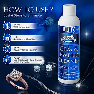 Blitz 653 Gem & Jewelry Non-Toxic Cleaner Concentrate for use in Cleaning Machines, 8 Ounces, 2-Pack