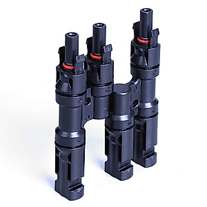 BAYM Solar Panel T Branch 2 to 1 MMF + FFM Cable Connector Solar Wire Connector T-Type T2 Coupler Combiner(1 Pair)