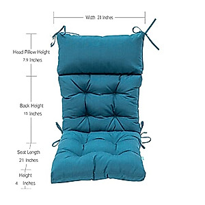 QILLOWAY Indoor/Outdoor High Back Chair Cushion,Tufted, Replacement Cushions - Pack of 4. (Peacock Blue)