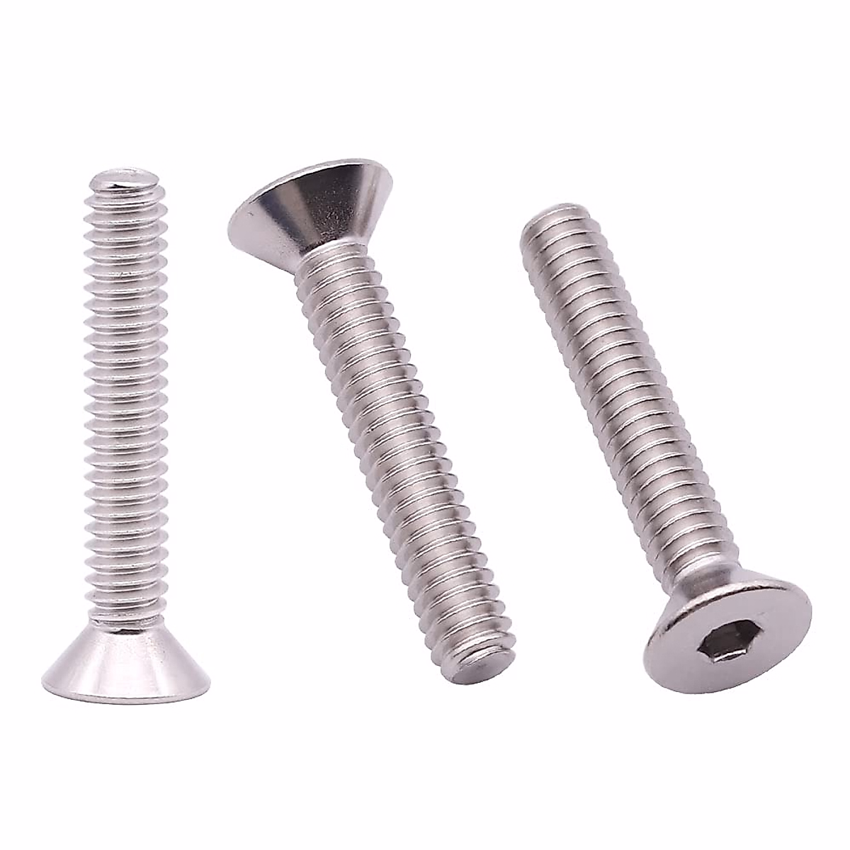 RoyceMart M4-0.7 x 30 mm (50 Pack) Stainless Steel Flat Head Socket Head Cap Screws, Hex Drive Flat Head Screws Machine Screws, Full Thread, Bright Finish