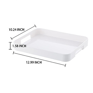Plastic Serving Tray with Handles Rectangular in White 12.99inchx10.24Inch, Breakfast Tray Reusable Charcuterie, Food, Snack, Dessert Platters, Used in Bedroom, Kitchen, Living Room, Bathroom…