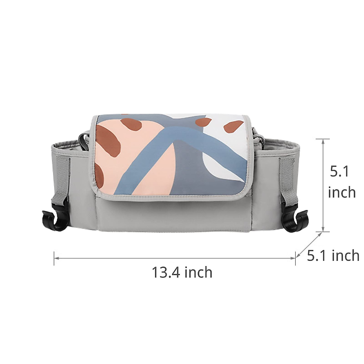 SPINSM Universal Stroller Organizer Bag with Insulated Cup Holder - Easy Access Wipes Pocket - Adjustable Shoulder Strap Fits for All Baby Stroller, Stroller accessories, Stroller Caddy (Black)