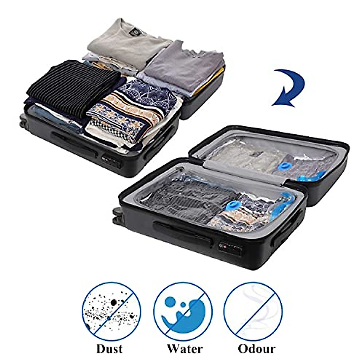 amhomel Vacuum Storage Bag (3 Jumbo, 3 Large, 3 Medium, 3 Small) Ziplock Space Saver Sealer Bags, Air Tight Compression Organizers for Pillows Clothes Blankets Comforters with Hand Pump - 12 Combo