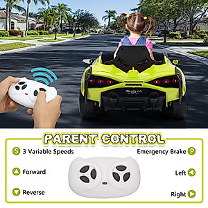 12V Licensed Lamborghini SIAN Electric Car Ride On Toy by TOBBI,Kids Electric Vehicle for 3-8,Electric Vehicles Battery Powered Sports Car w/Parent Remote Control,Spring Suspension,LED Lights