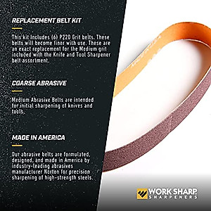 Work Sharp Knife & Tool Sharpener P220 Coarse Grit Replacement Belt Kit WSSA0002704 Red