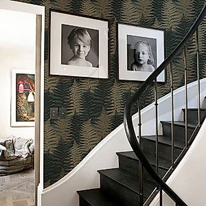 JiffDiff Botanical Fern Wallpaper Peel and Stick Leaf Wallpaper Green Grunge Ferns Removable Wallpaper Botanical Greenery Wallpaper Self Adhesive 17.73" x 393.7" Covering 47.36 sq.ft