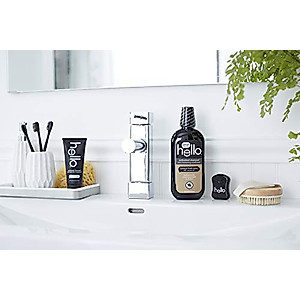 Hello Activated Charcoal Starter Kit Fluoride Free SLS Free Whitening Toothpaste Extra Freshening Mouthwash 2 Charcoal Bristle BPAFree Toothbrushes, Black, 1 Count
