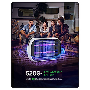 Buzbug LED Bug Zapper Outdoor Indoor, Rechargeable 5200mAh Battery, Durable 10 Years Lifespan Lamp, Portable Camping Mosquito Zapper, Fly Trap Mosquito Trap, Fly Killer Fly Zapper -MA015C