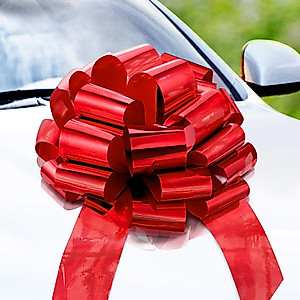 Zoe Deco Big Car Bow (Red, 18 inch), Gift Bows, Giant Bow for Car, Birthday Bow, Huge Car Bow, Car Bows, Big Red Bow, Bow for Gifts, Christmas Bows for Cars, Gift Wrapping, Big Gift Bow