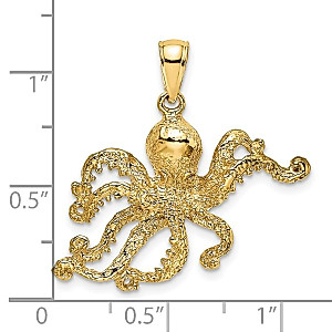 IceCarats 14K Yellow Gold Octopus Necklace Charm Pendant 57mm x 28mm Only