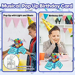 Luerbi Musical Pop Up Birthday Cards, Greeting Popup Cards with Happy Birthday Music for Girls Boys Women Men Husband Wife Mom Dad Daughters