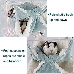 ABLAZEZAI Small Animals Hanging Hammock for Hamster, Sugar Glider Warm Bed House, Double Bunkbed Cage for Guinea Pig, Small Pet Cage for ChinchillaSquirrel Ferret Hedgehog