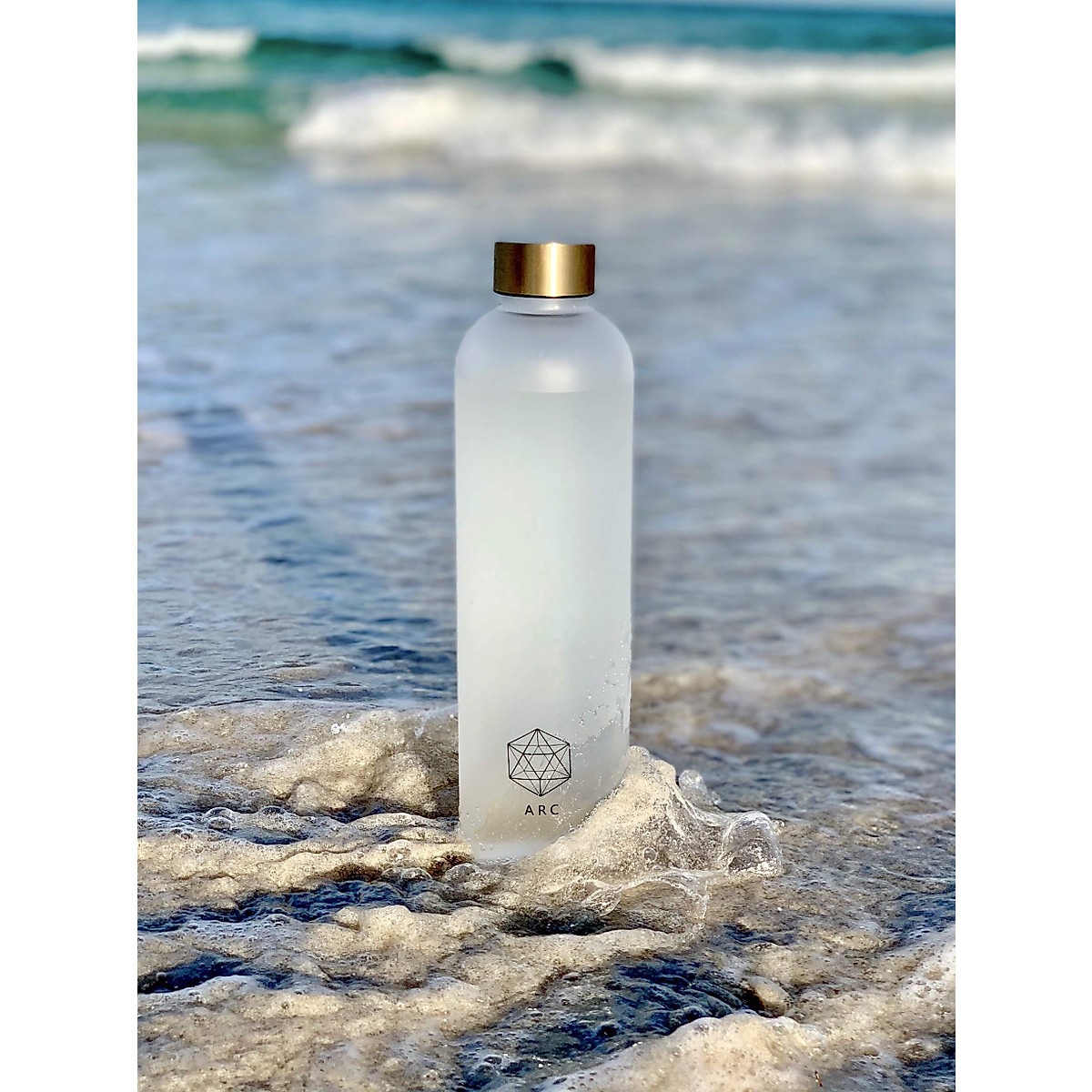 ARCANA Arc Bottle Water Bottle With Time Marker - Motivational Water Bottles With Times To Drink - BPA Free Frosted Plastic - Gym, Sports, Outdoors (32oz, clear)