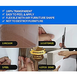 Anti Scratch Furniture Protectors from Cats - 10 Pack Cat Scratch Deterrent Tape Self Adhesive, Clear Plastic Cat Couch Protector for Sofa, Door (6 pcs 17" L 12" W + 4 pcs 17" L 6" W + 50 Pins)…