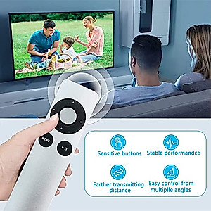 New Replacement Apple TV Remote Control fit for Apple 1 2 3 A1427 A1469 A1378 A1294 MD199LL/A MC572LL/A MC377LL/A MM4T2AM/A MM4T2ZM/A TV (Made from Plastic not Original)
