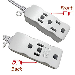 Multi Plug Outlet Extender Box,3-Outlet Power Strip, Long Extension Cord, White (1.8m/6Ft)